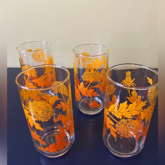 Dining | Set Of 4 Vintage Libby Tumblers With Yelloworange Hombre ...